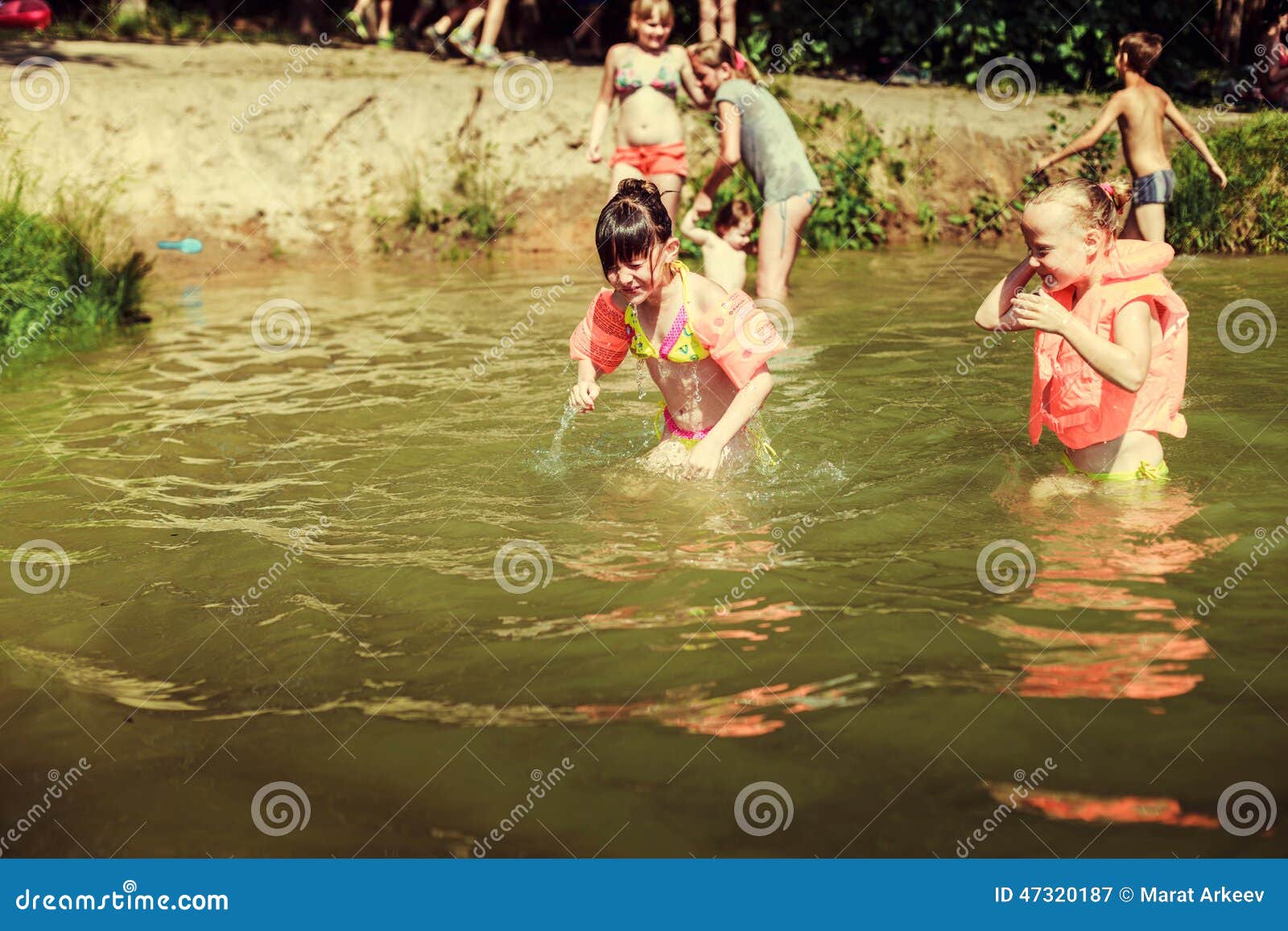 Children on the lake stock image. Image of beauty, daughter - 47320187