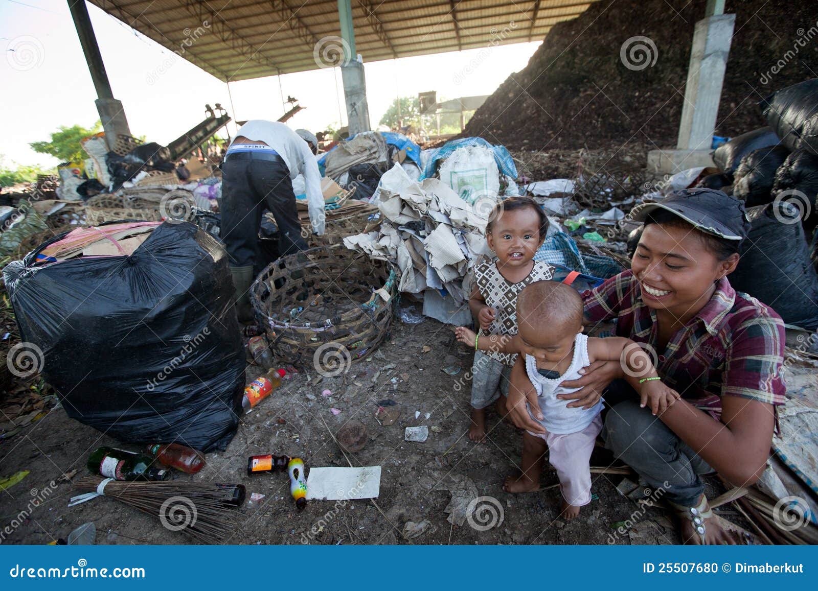 Children in a landfill editorial image. Image of burying - 25507680