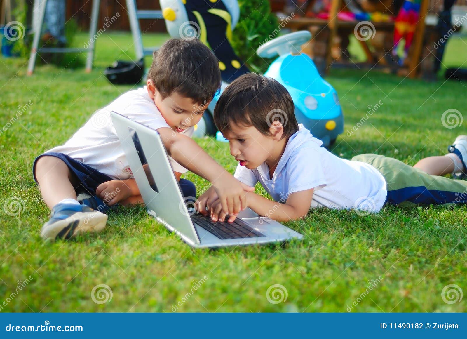 Children on laptop stock photo. Image of little, child - 11490182
