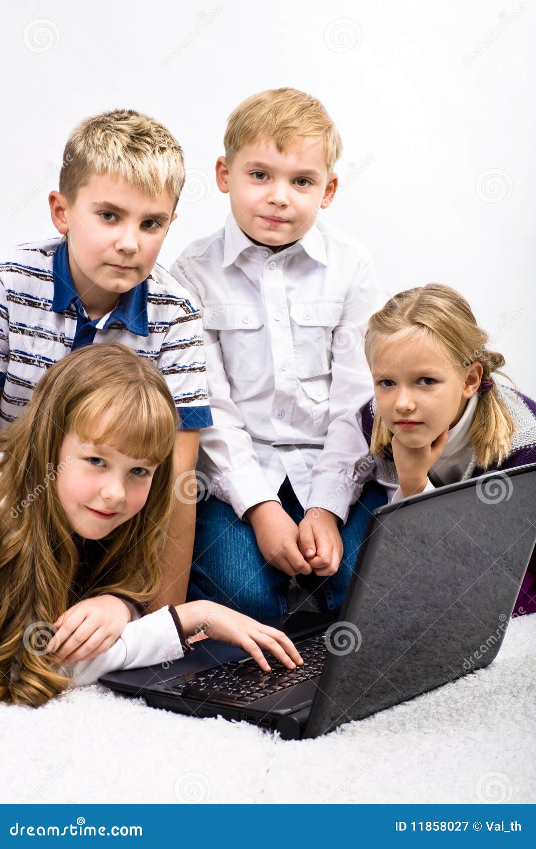 Children with laptop stock image. Image of school, surfing - 11858027