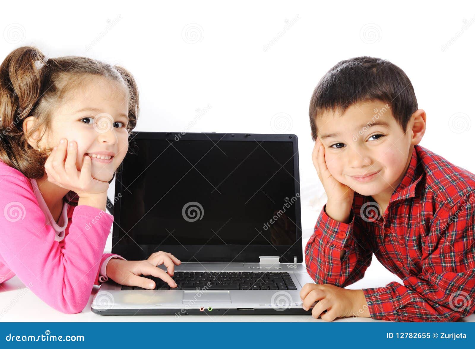 Children on laptop stock illustration. Illustration of generation ...