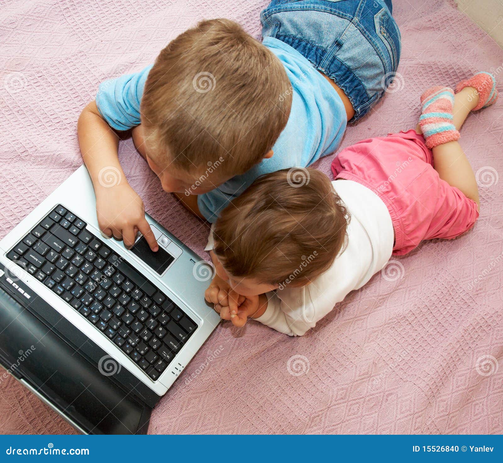 Children with laptop stock photo. Image of game, learning - 15526840