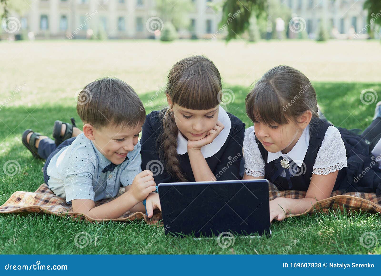 Children Working Together Computer