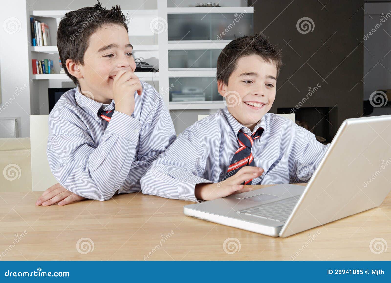 Children with Laptop at Home Stock Image - Image of hobbies, looking ...