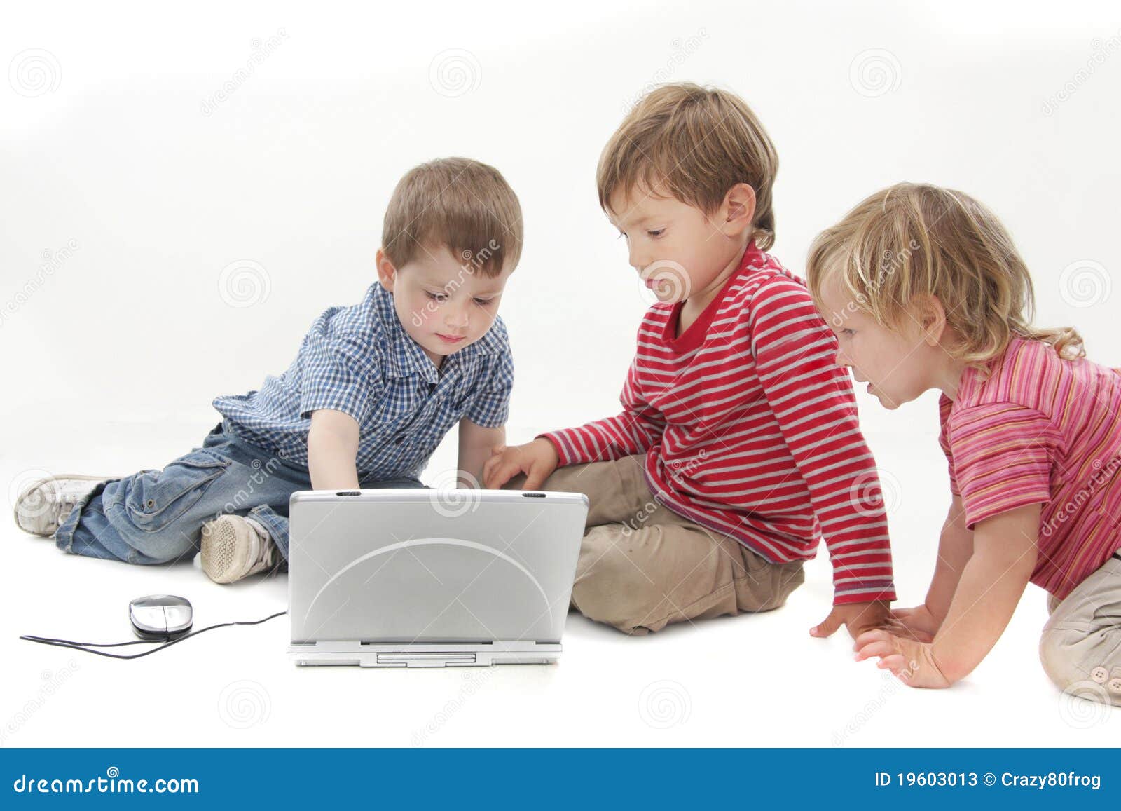 Children with Laptop Over White Stock Image - Image of innovation ...