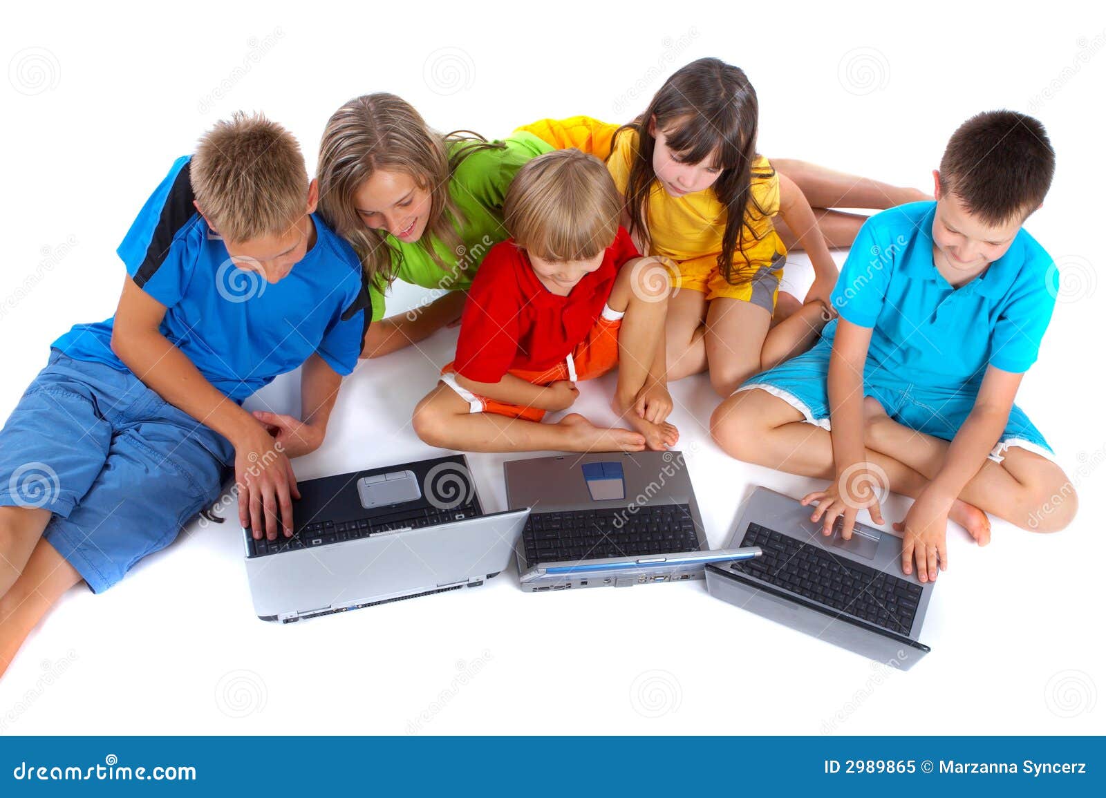 Children with laptops stock image. Image of entertainment - 2989865