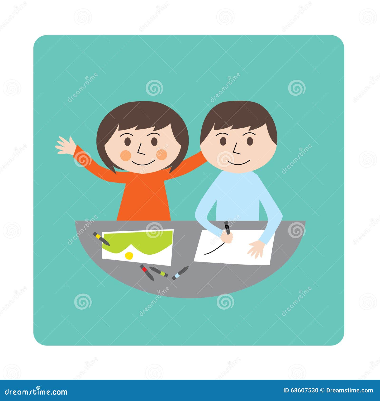 Children learn how to draw stock vector. Illustration of kindergarten ...