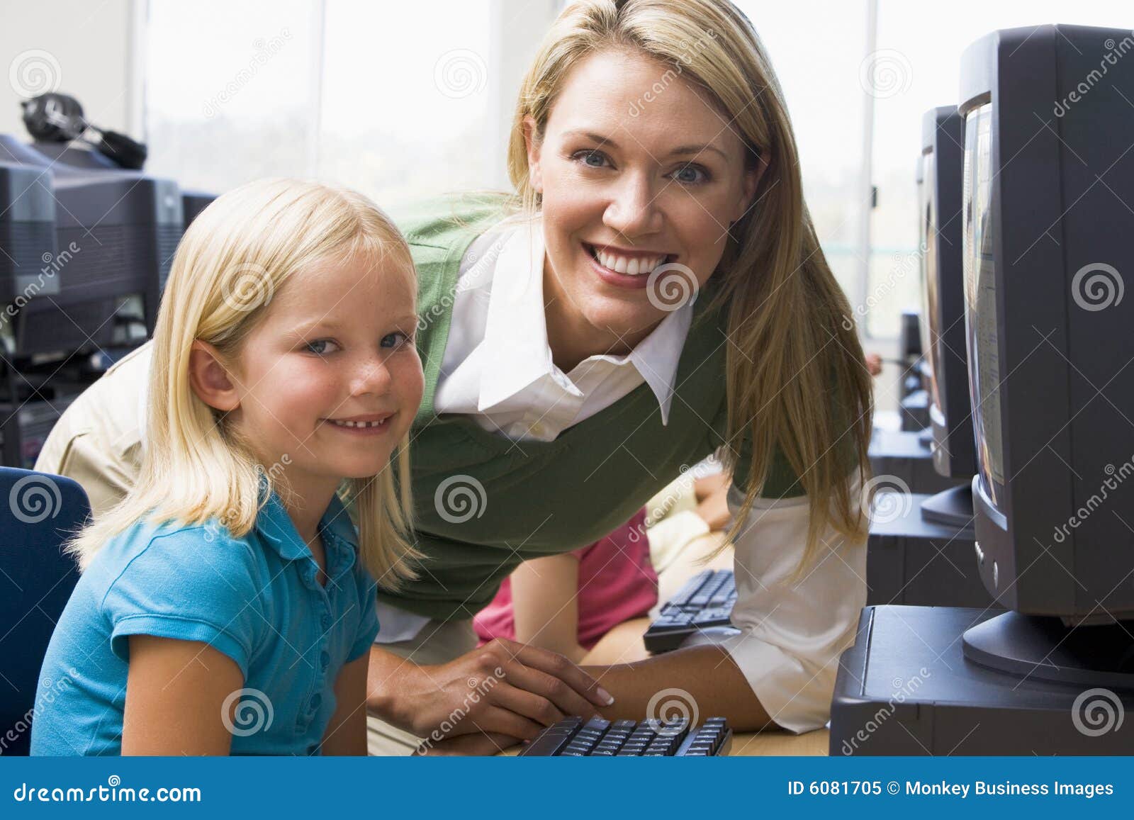 Children Learn How To Use Computers Stock Image - Image of smiling ...