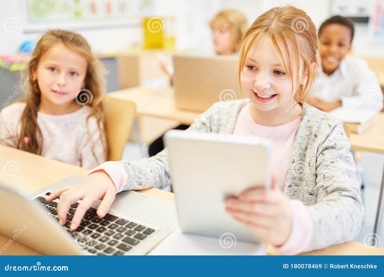 Children Learn Instruction in Computer Science Stock Image - Image of ...