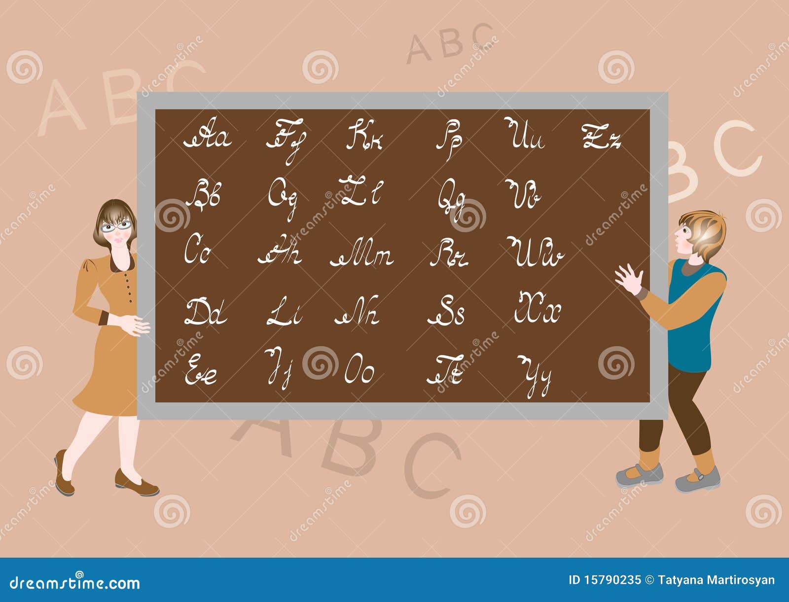 Children Learn the Latin Alphabet. Illustration Stock Vector ...