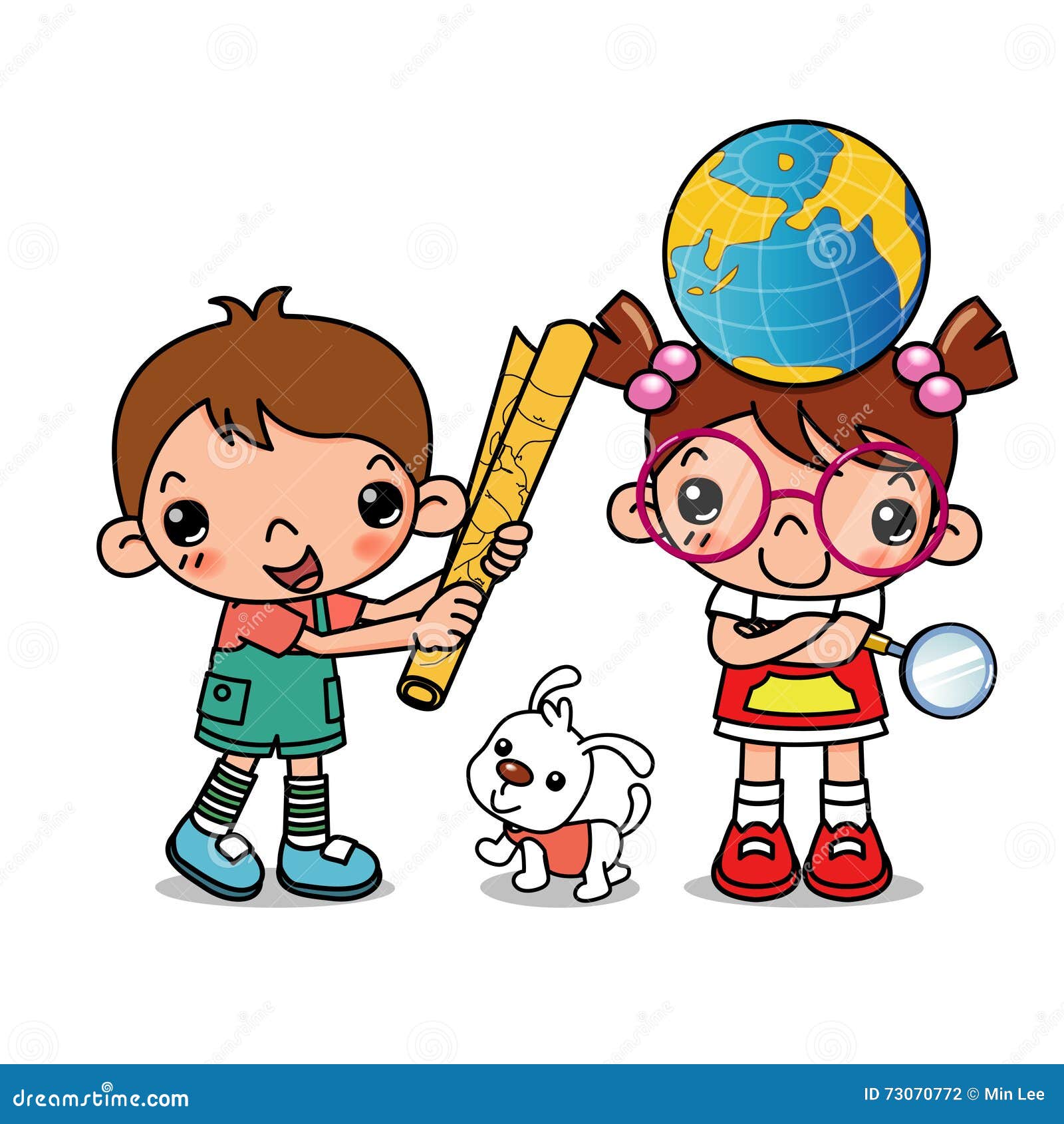 Children learn map stock vector. Illustration of characters - 73070772