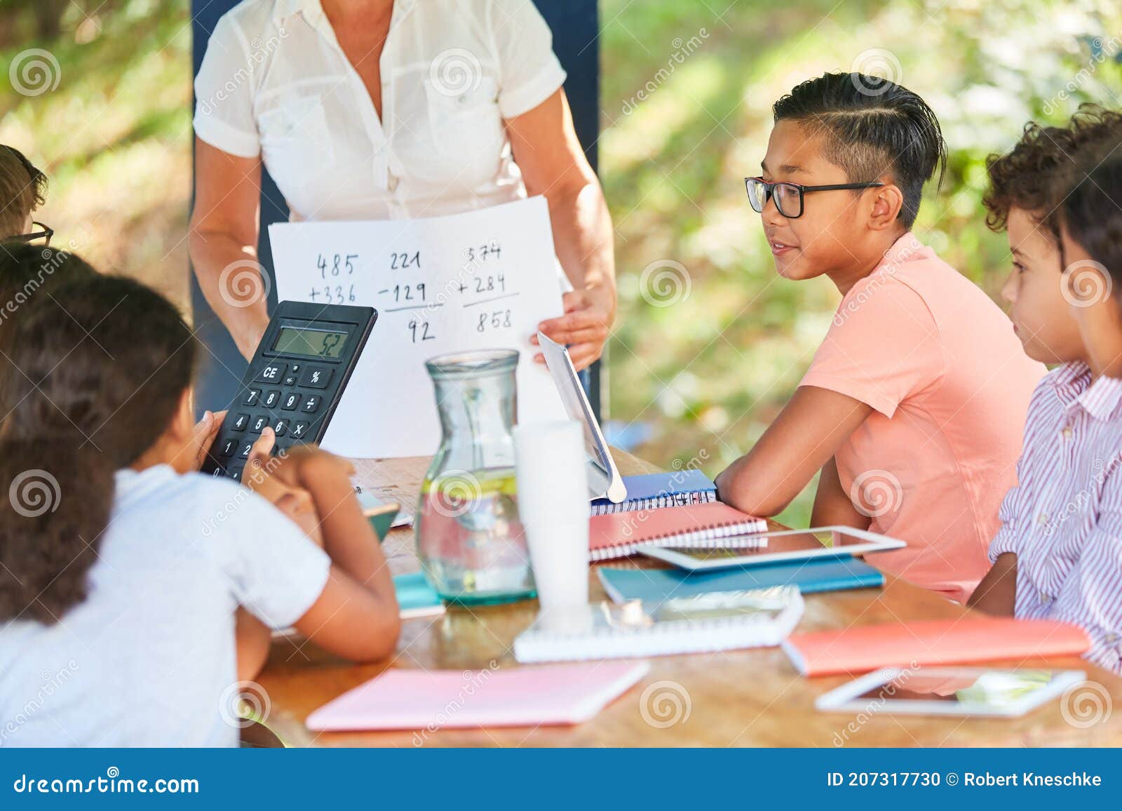 Children Learn Math in the Summer Tutoring Course Stock Photo - Image ...
