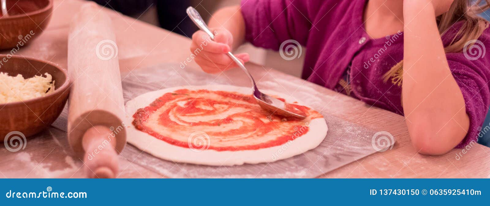 Children Learn To Cook Pizza Stock Photo - Image of children, tasty ...