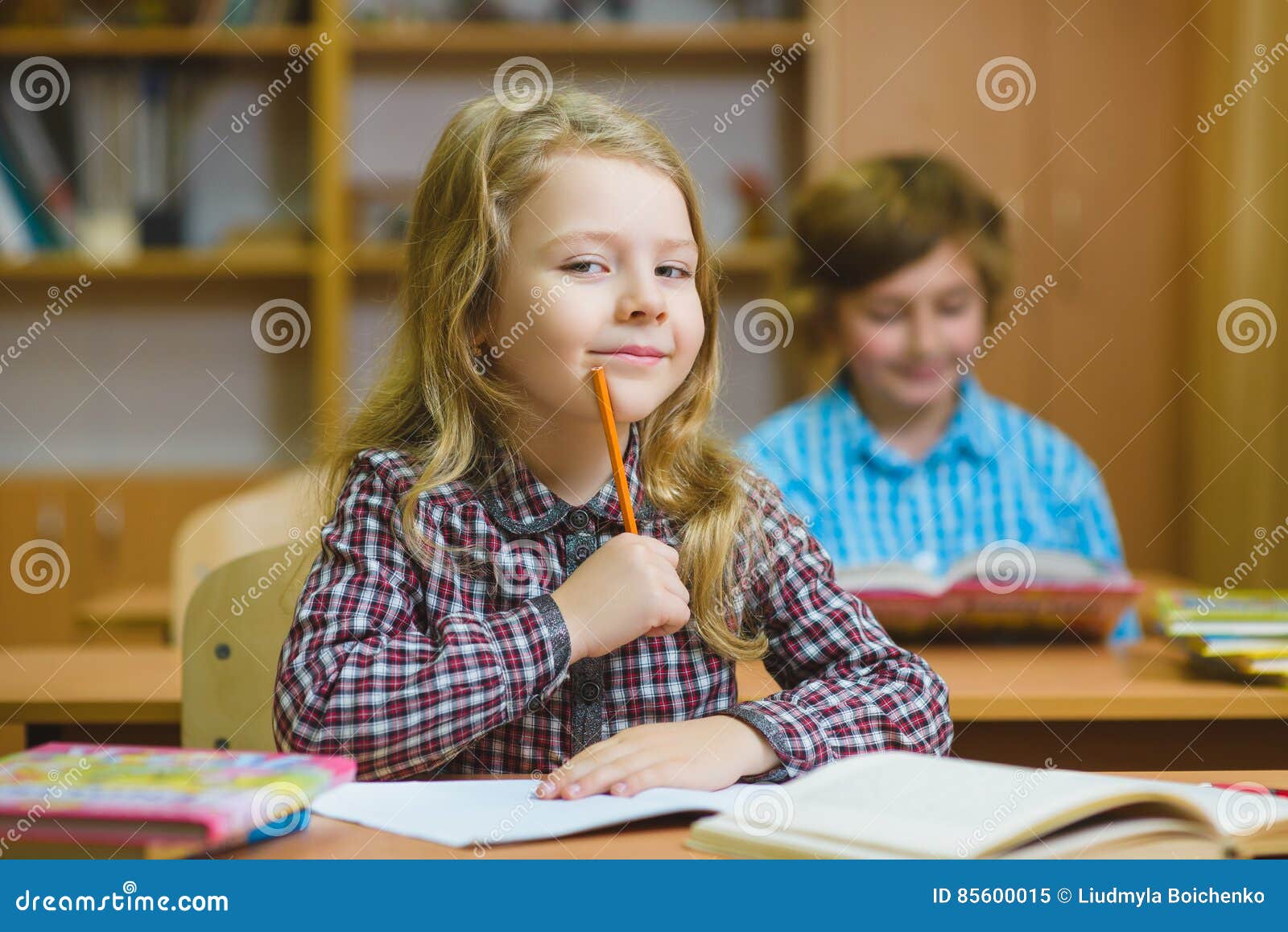 Children Learning and Doing Homework in School Classroom Stock Image ...