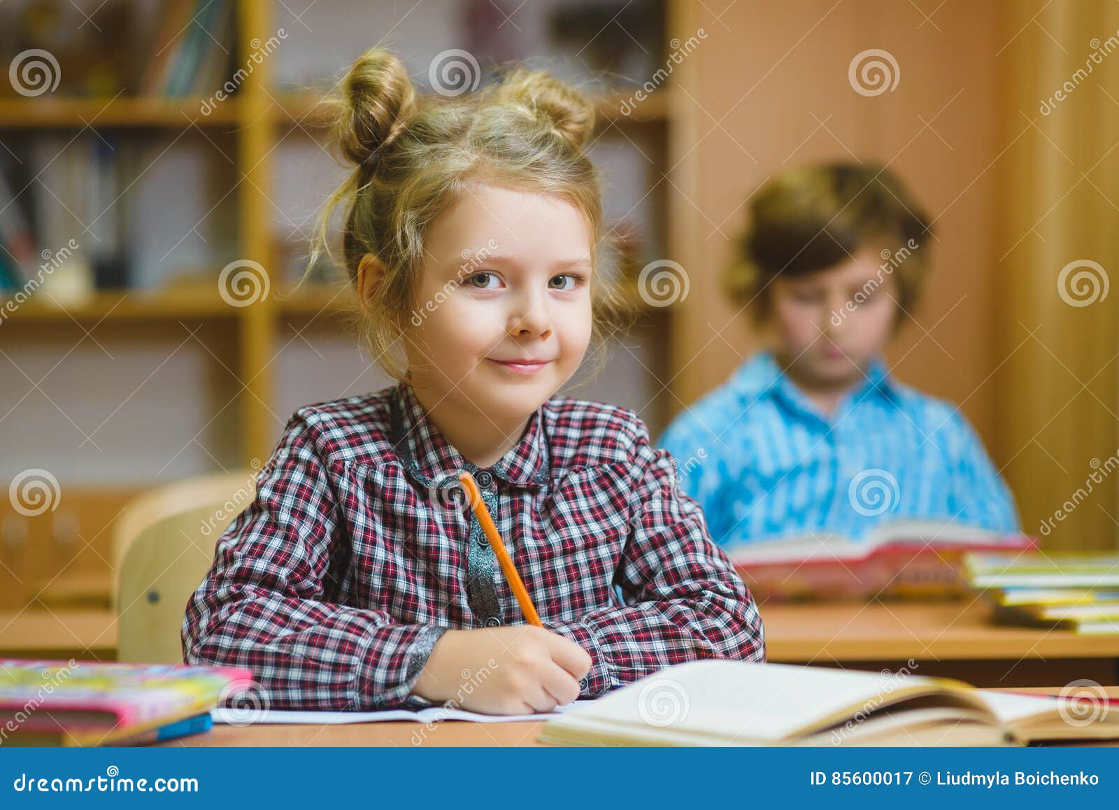 Children Learning and Doing Homework in School Classroom Stock Image ...