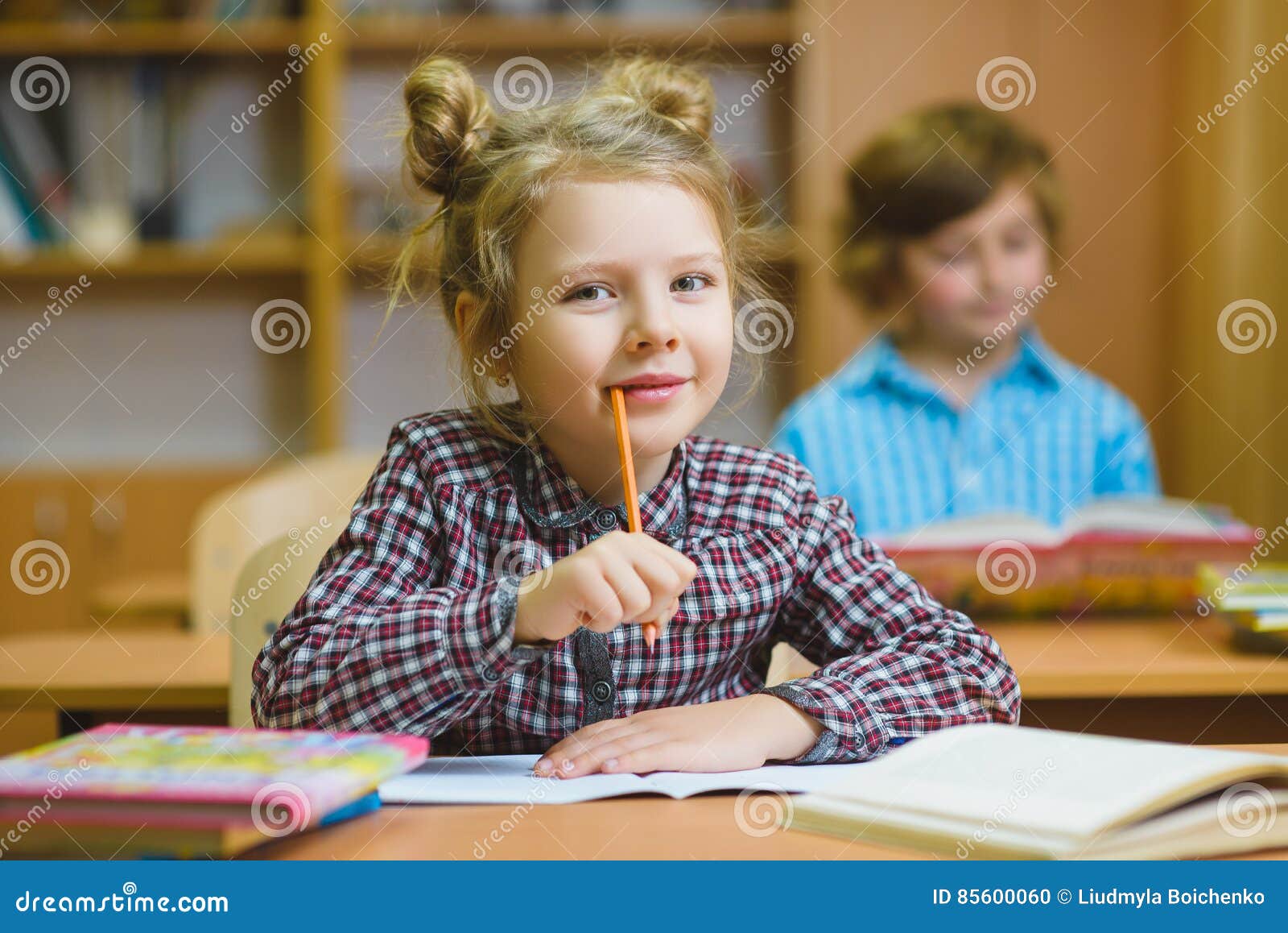 Children Learning and Doing Homework in School Classroom Stock Photo ...