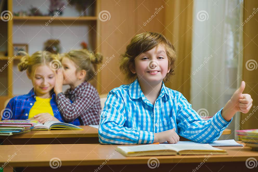 Children Learning and Doing Homework in School Classroom Stock Image ...