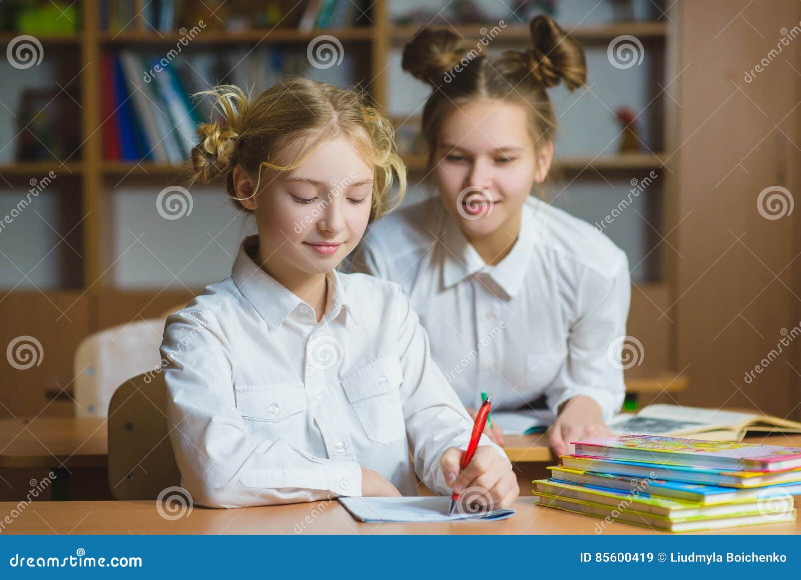 Children Learning and Doing Homework in School Classroom Stock Image ...
