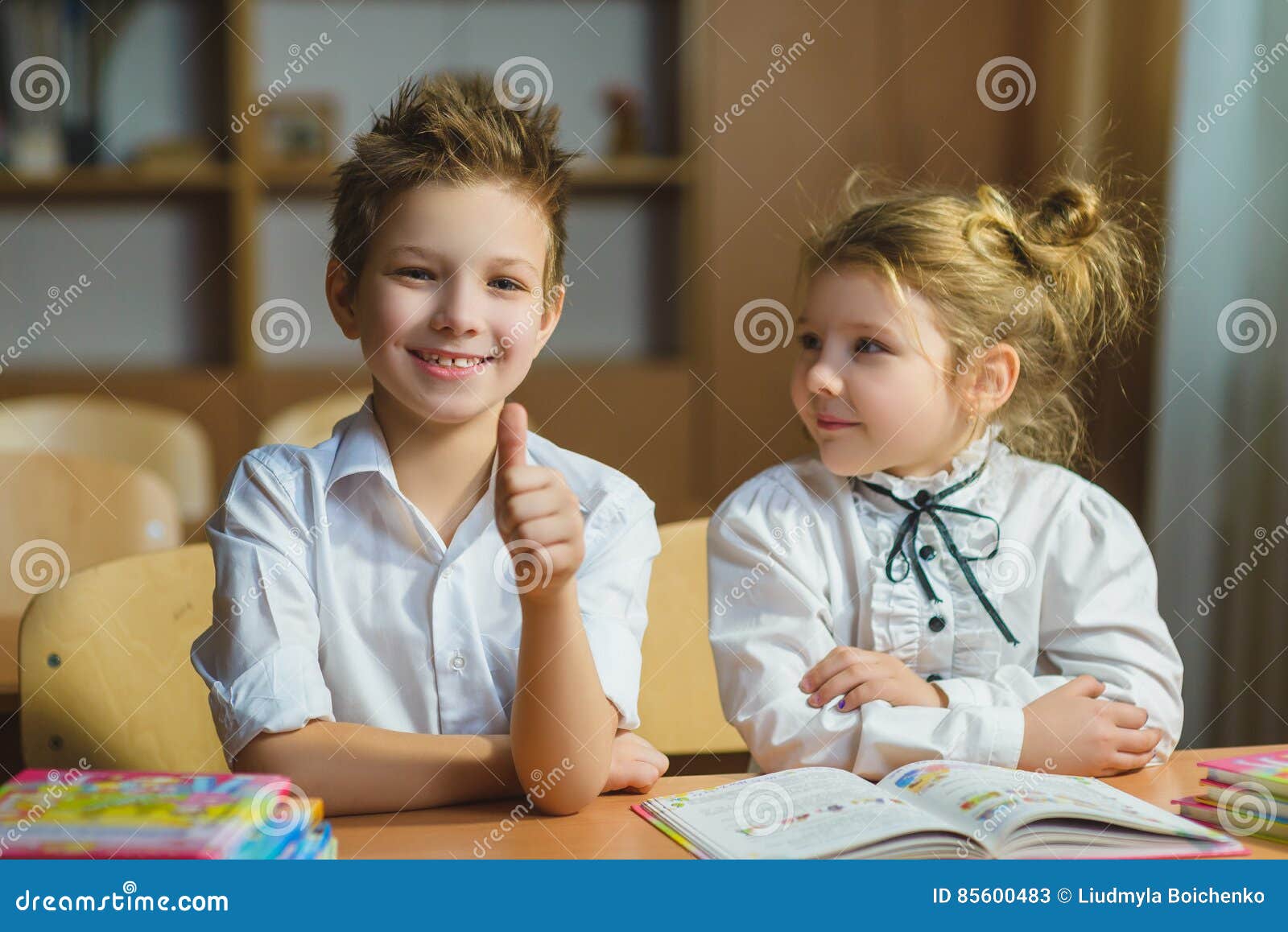 Children Learning and Doing Homework in School Classroom Stock Image ...