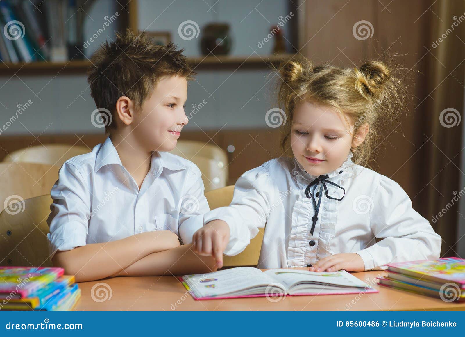 Children Learning and Doing Homework in School Classroom Stock Photo ...