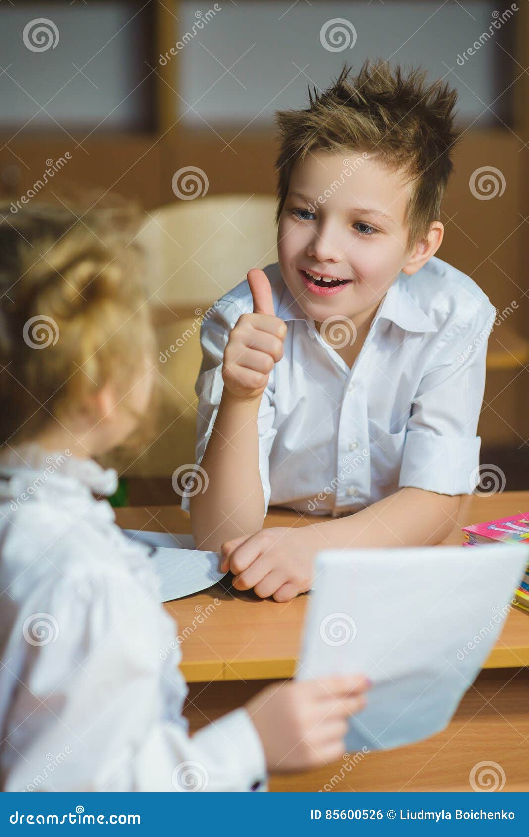 Children Learning and Doing Homework in School Classroom Stock Photo ...