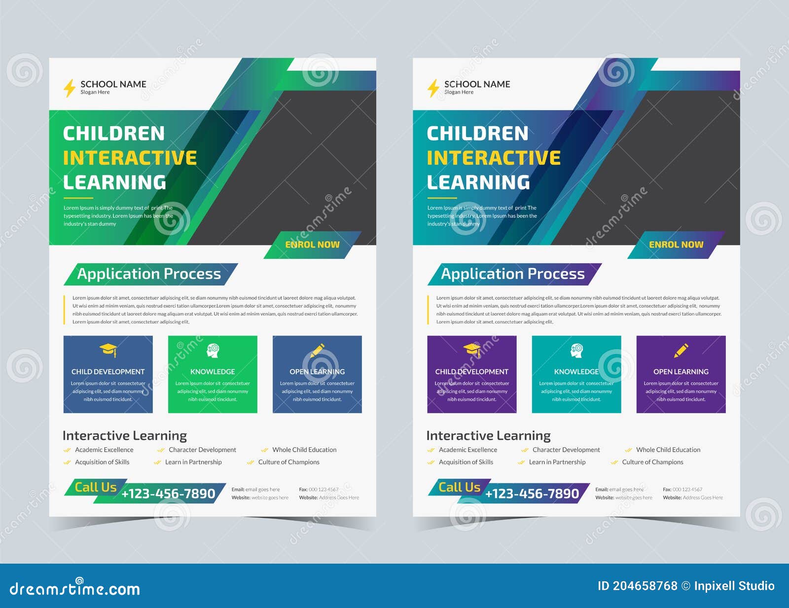 Children Learning Flyer. School Admission Ad. Back To School Promotion ...