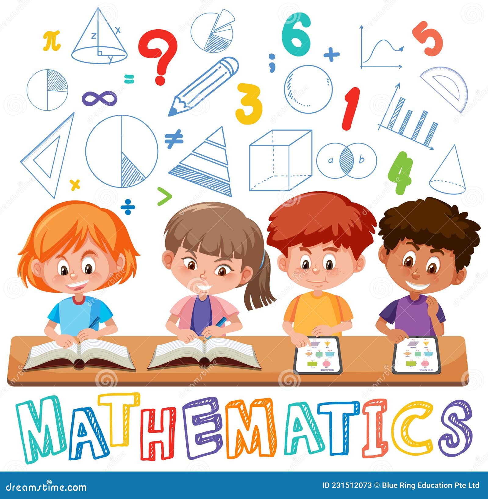Children Learning Math with Math Symbol and Icon Stock Vector ...