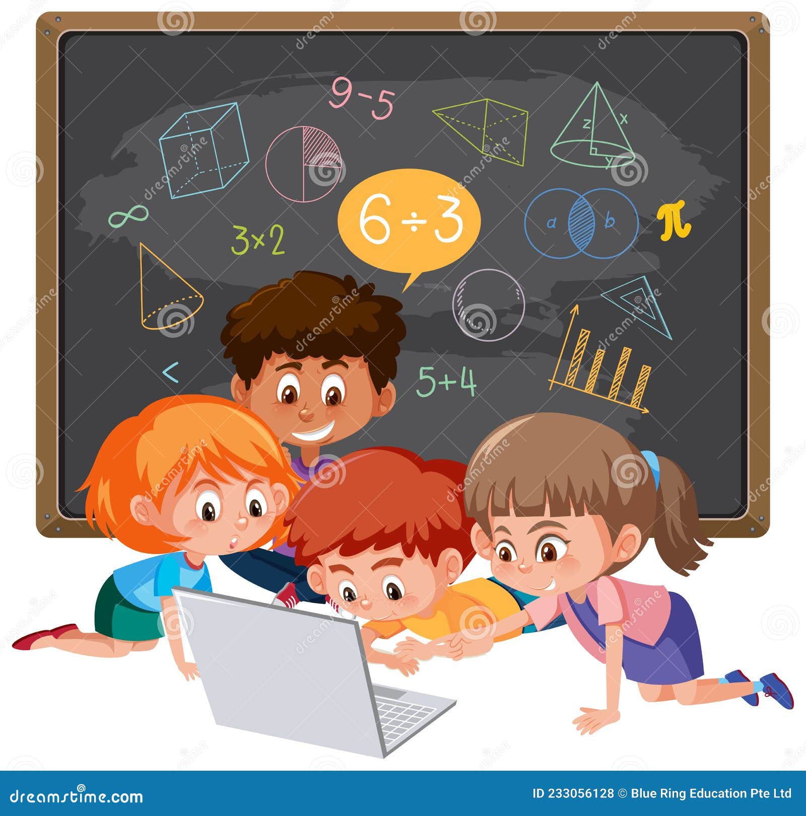 Children Learning Math with Math Symbol and Icon Stock Vector ...