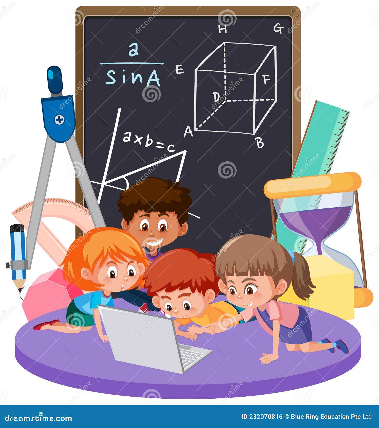 Children Learning Math with Math Symbol and Icon Stock Vector ...