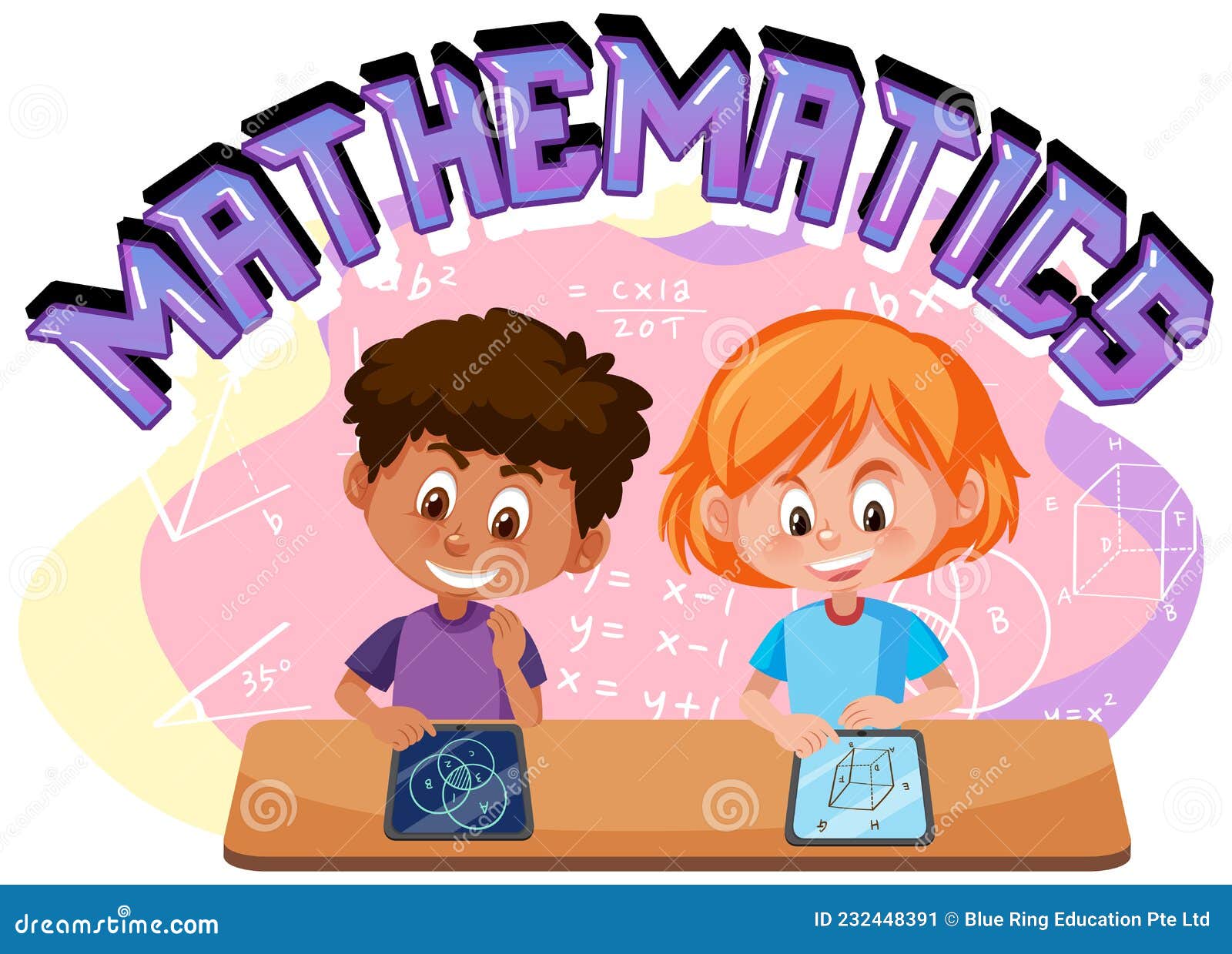 Children Learning Math with Math Symbol and Icon Stock Vector ...
