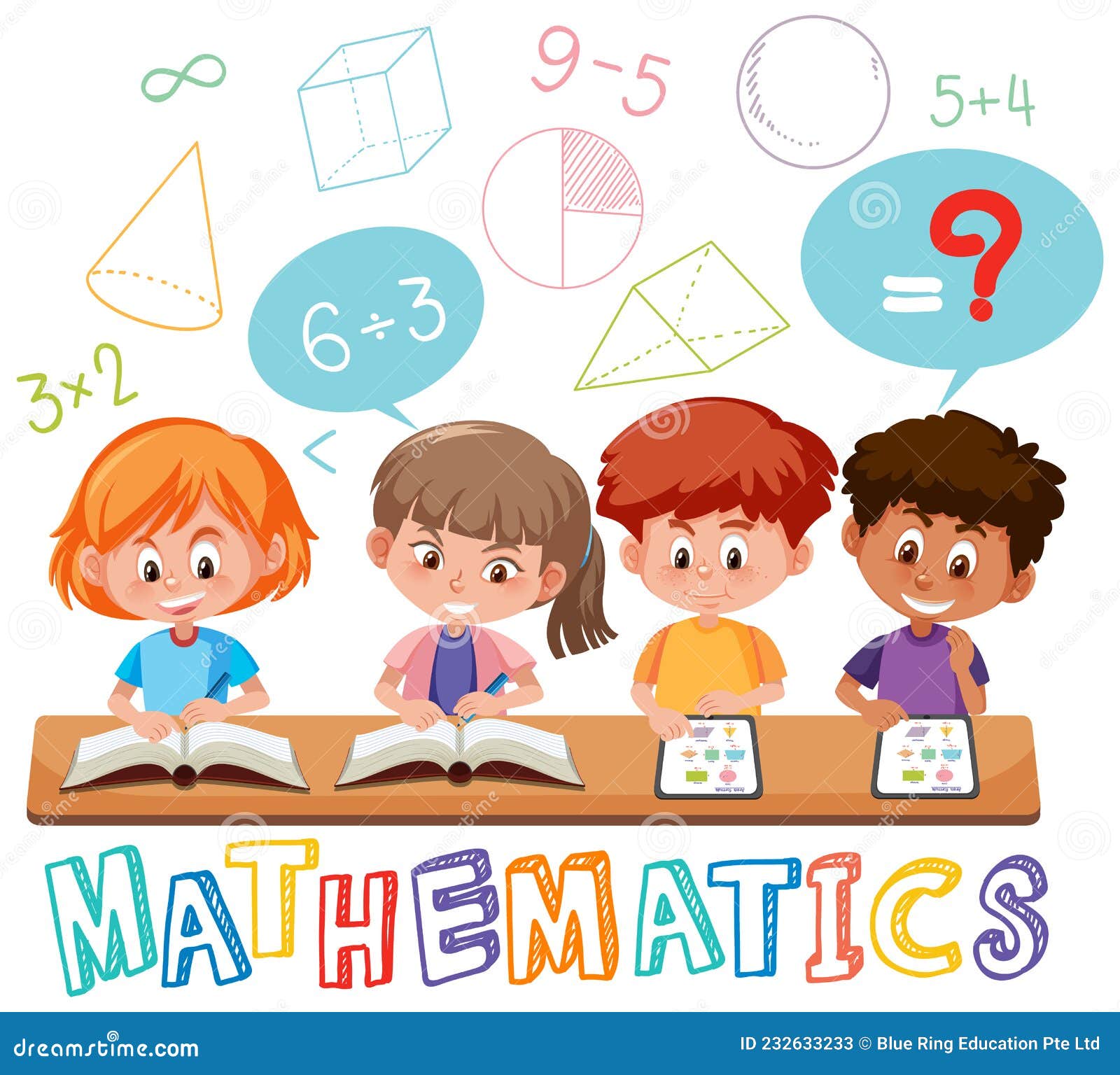 Children Learning Math with Math Symbol and Icon Stock Vector ...