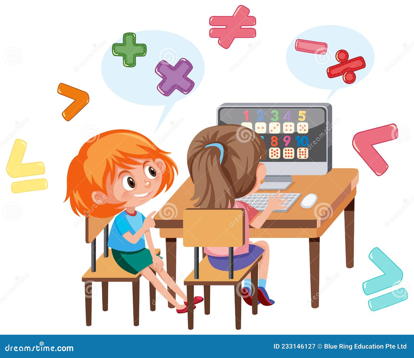 Children Learning Math with Math Symbol and Icon Stock Vector ...