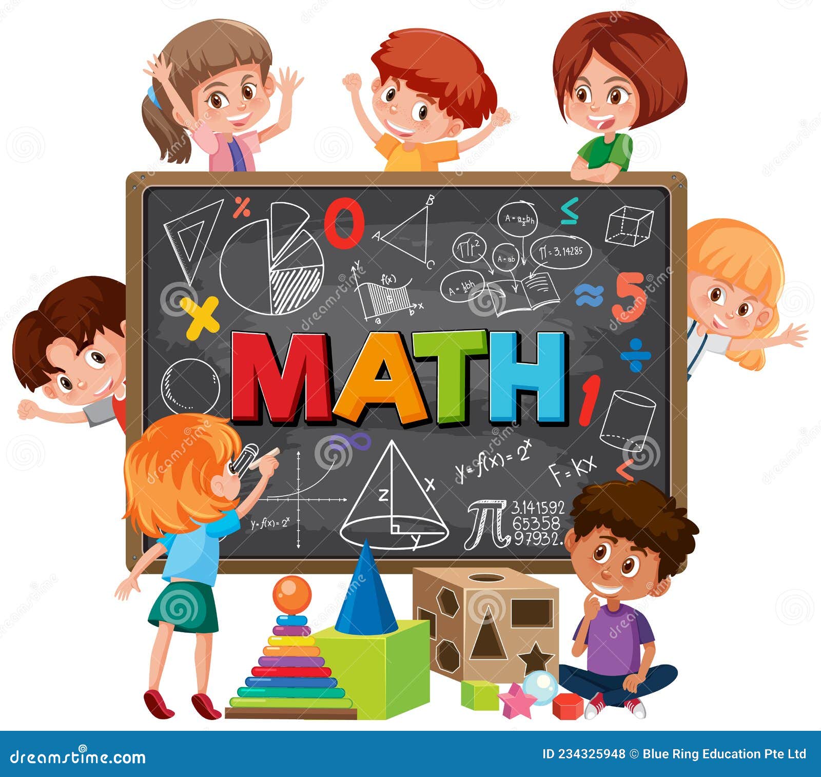 Children Learning Math with Math Symbol and Icon Stock Vector ...