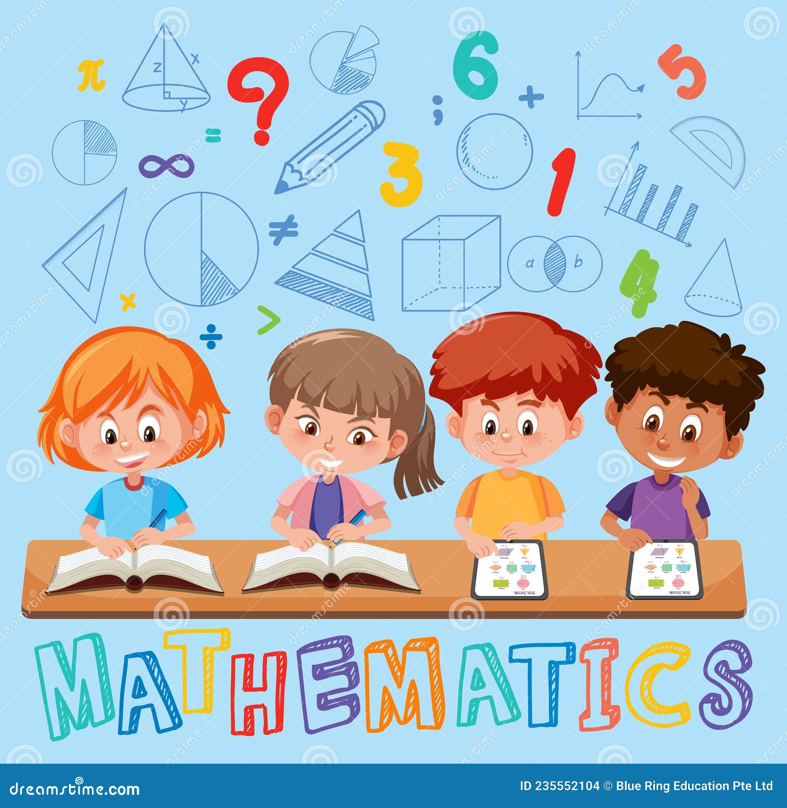 Children Learning Math with Math Symbol and Icon Stock Vector ...
