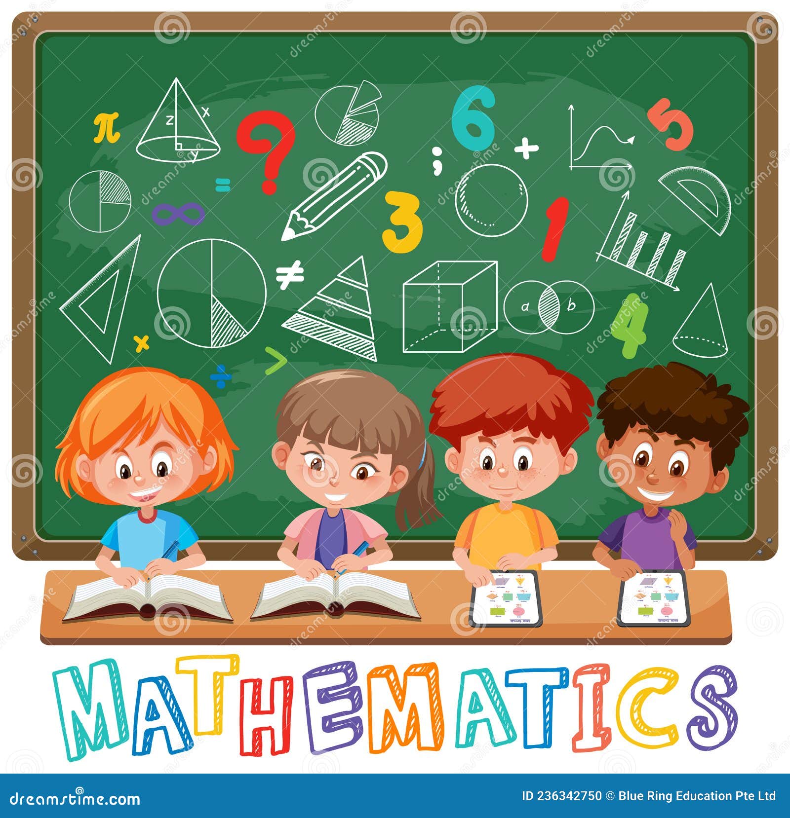 Children Learning Math with Math Symbol and Icon Stock Vector ...