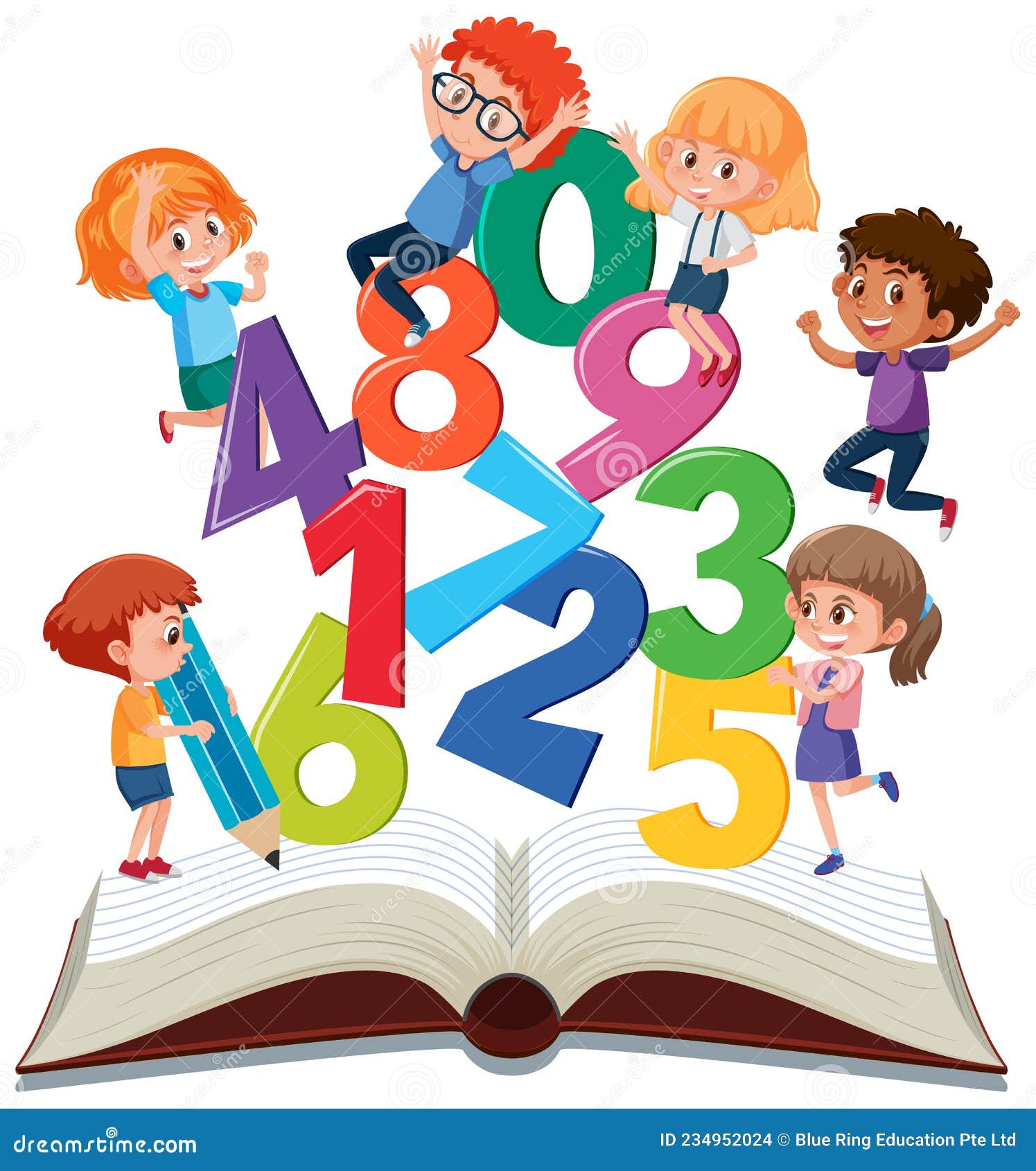 Children Learning Math with Tools on Book Isolated Stock Vector ...