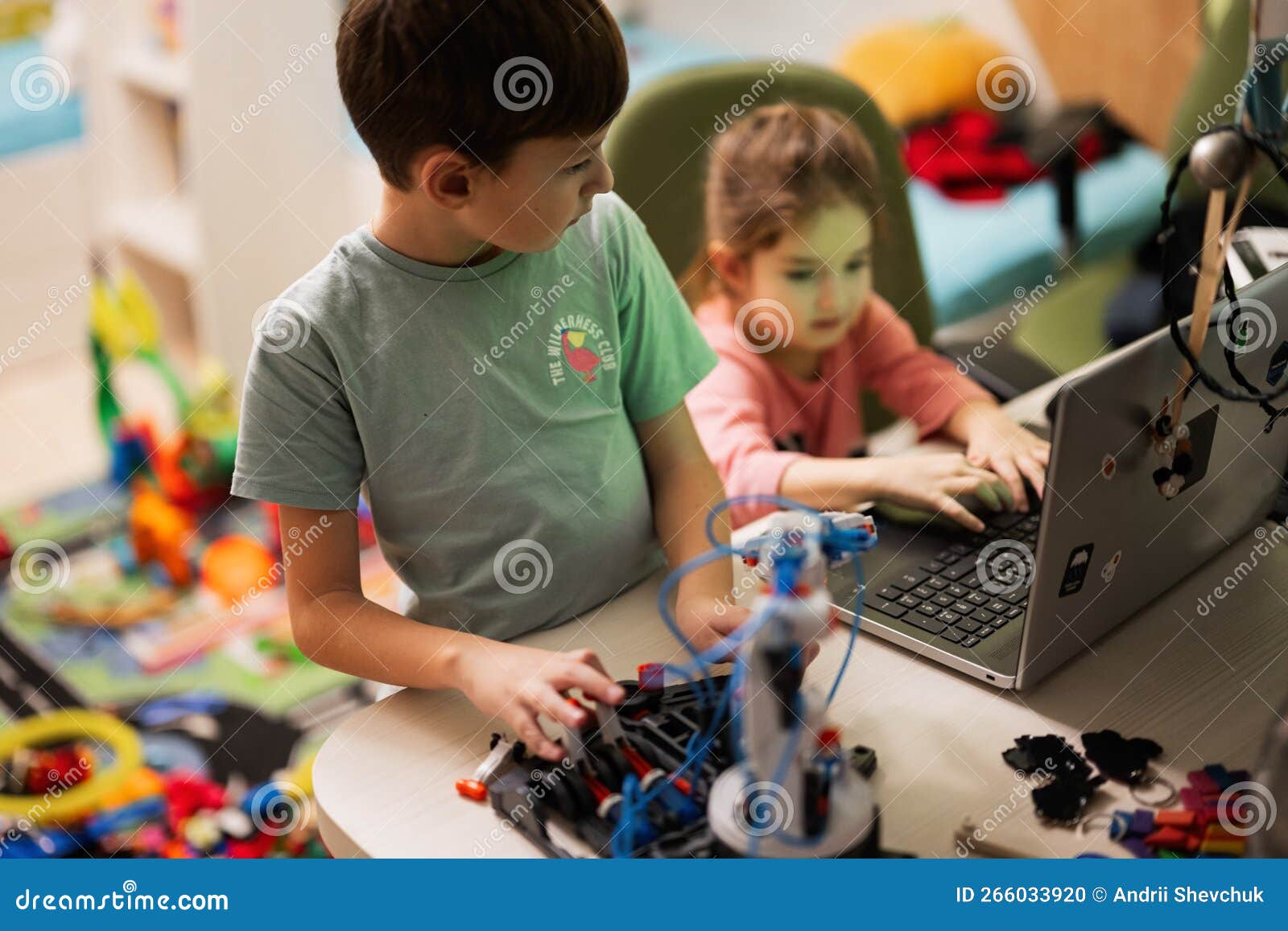 Children Learning Repairing Getting Lesson Control Robot Arm, Robotic ...