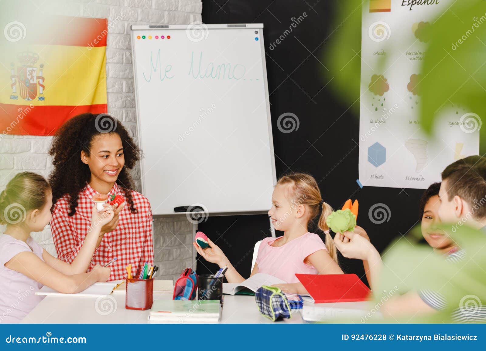 Children Learning Spanish Language Stock Photo - Image of kids, book ...