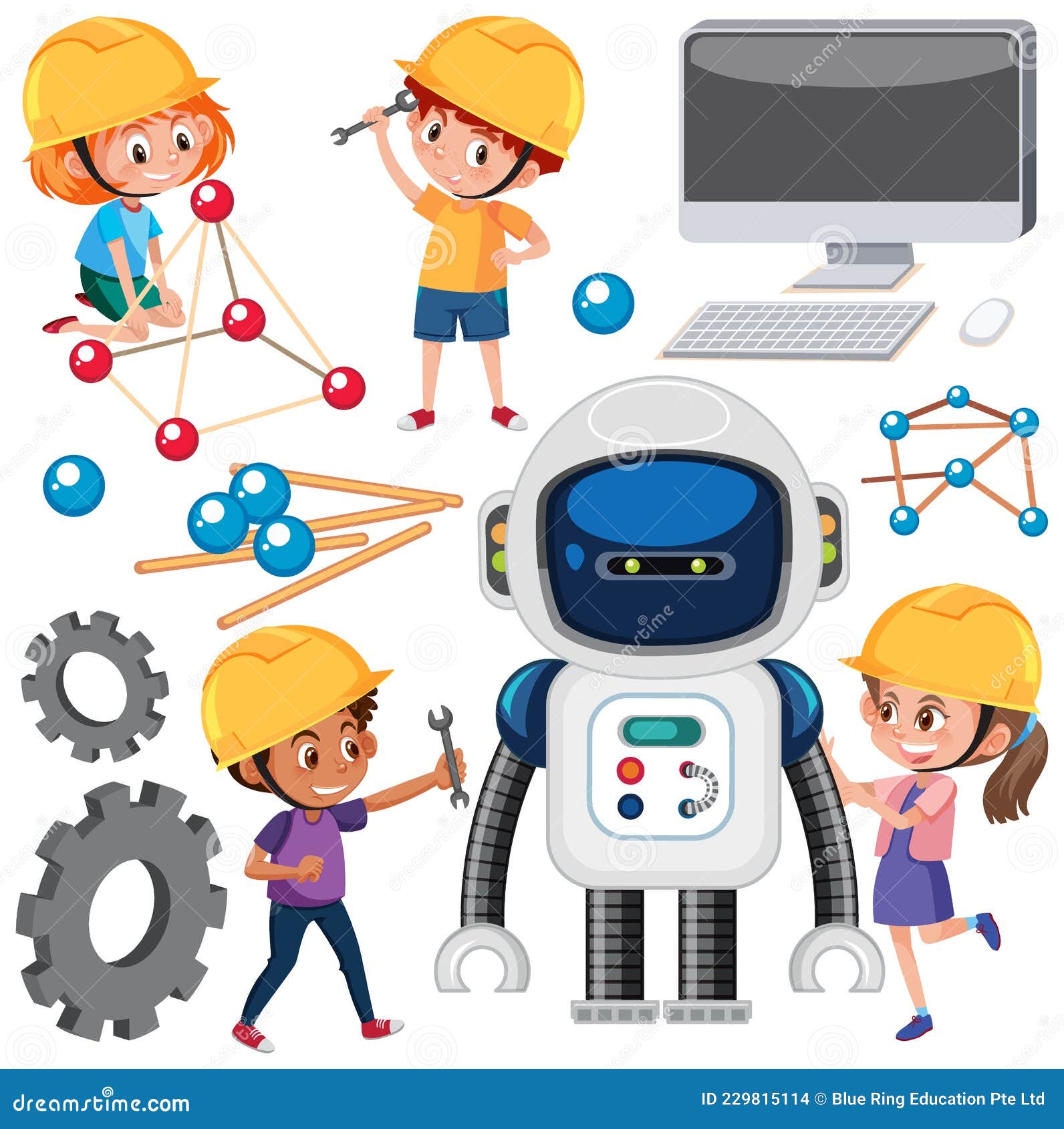 Children Learning Technology with Tools Stock Vector - Illustration of ...