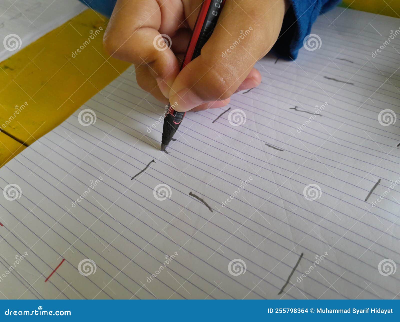 A Children in Learning To Write a Line Stock Photo - Image of ...