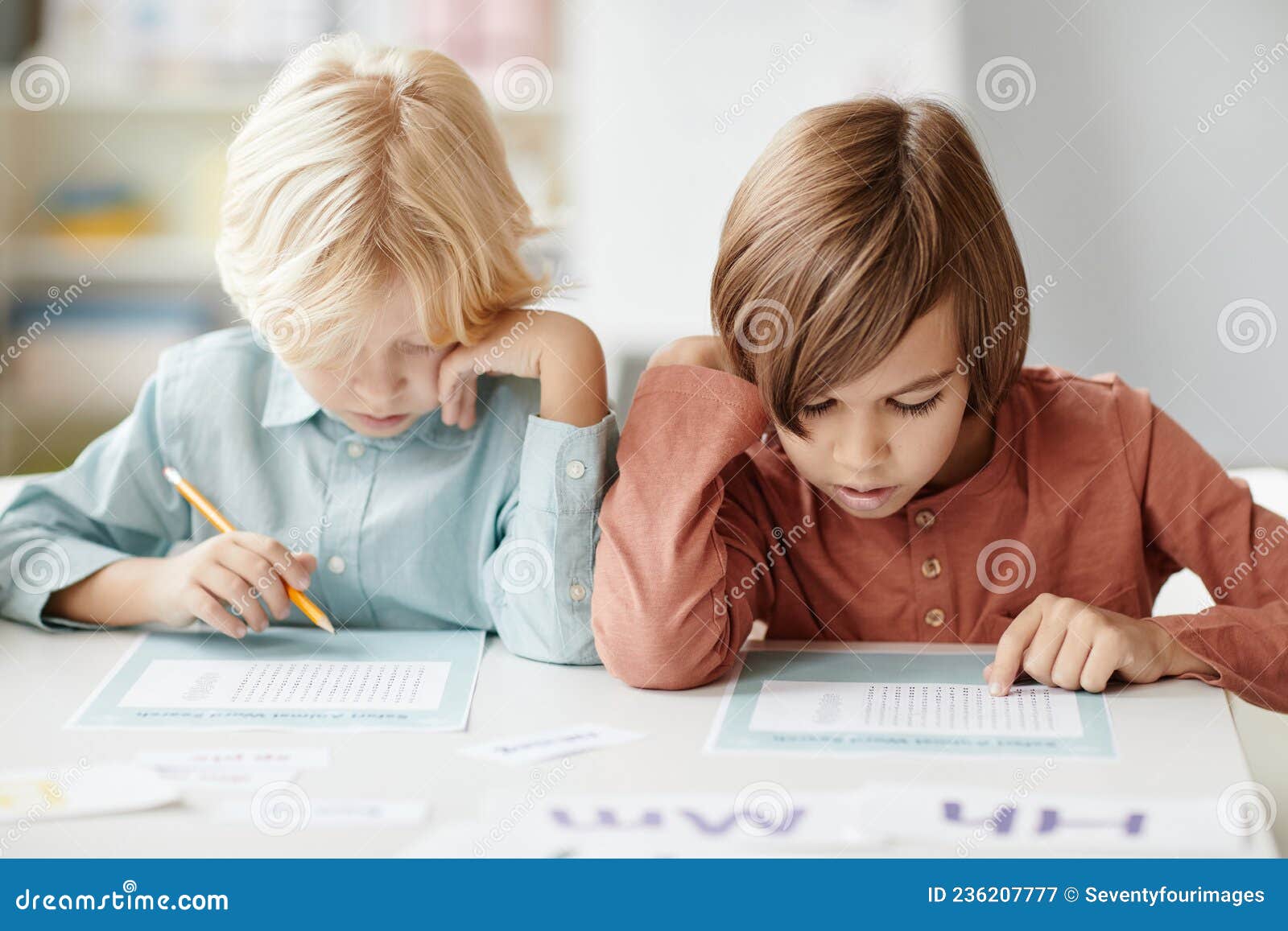 Children Learning Together at School Stock Image - Image of education ...