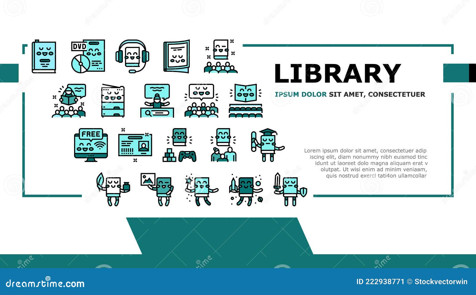 Children Library Read Landing Header Vector Stock Vector - Illustration ...