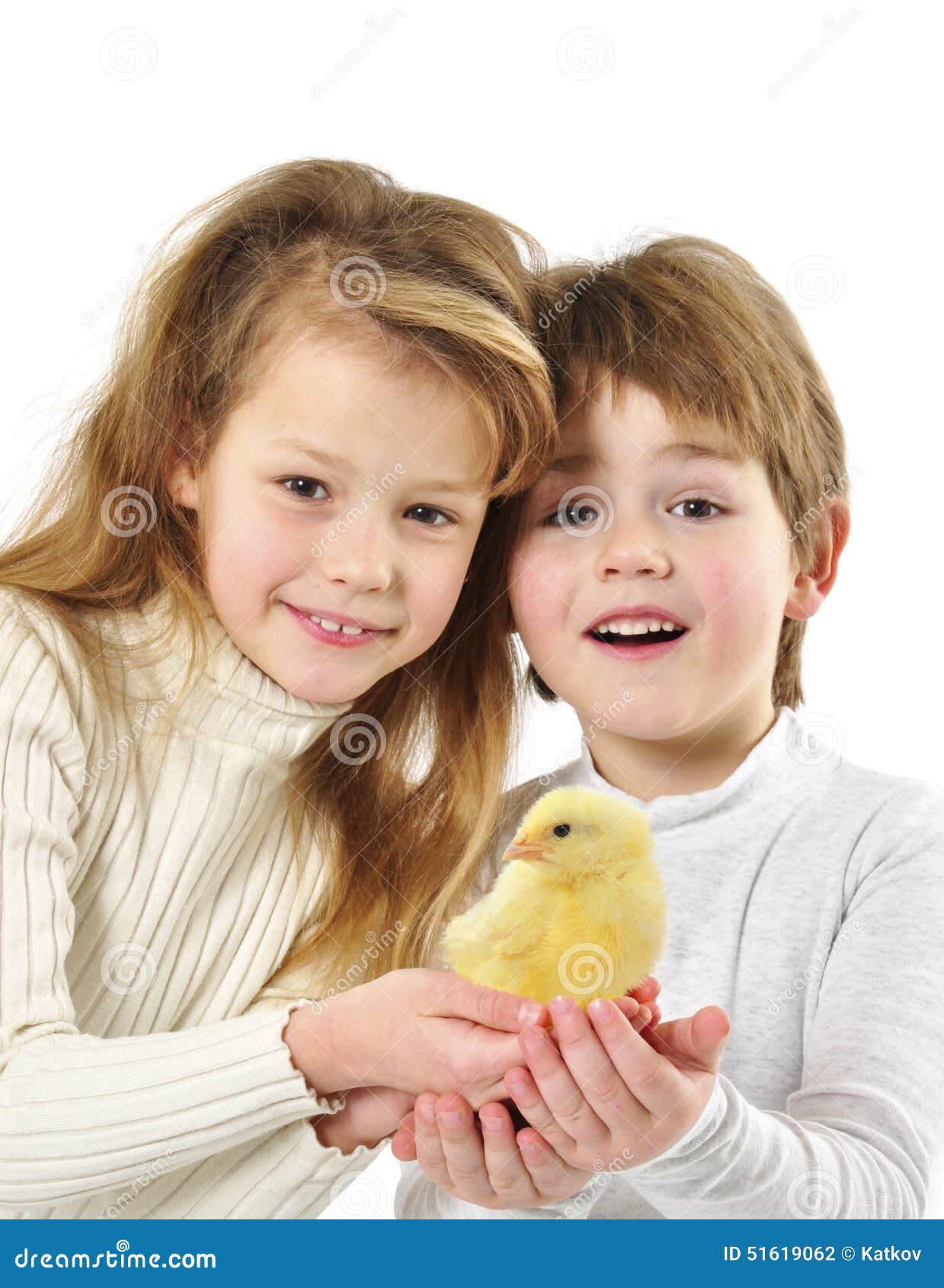 Children with Little Chicken Stock Photo - Image of live, holiday: 51619062