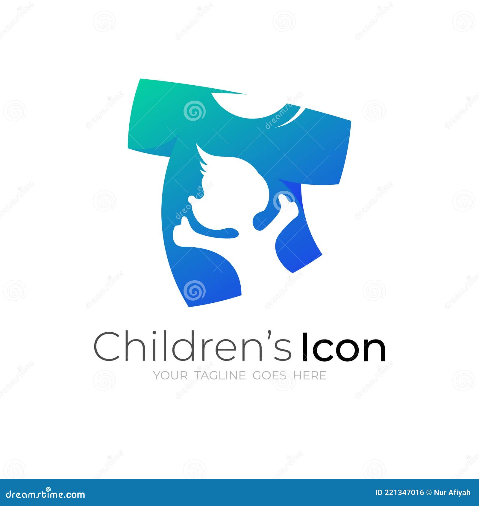 Children Logo and Happy Design Template, Blue Icon Stock Vector ...