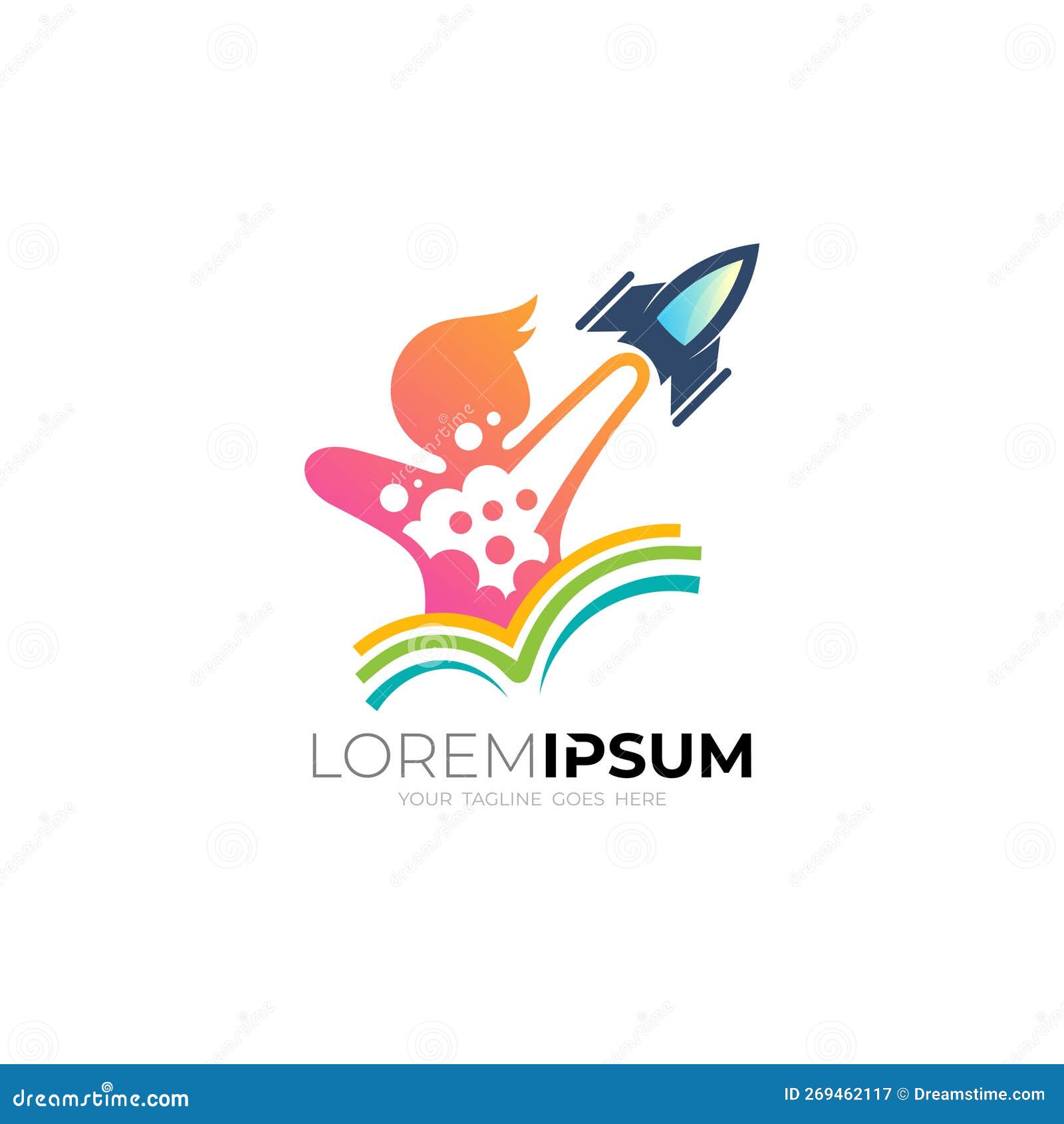 Children Logo with Rocket Design Combination, Smart People Icons Stock ...