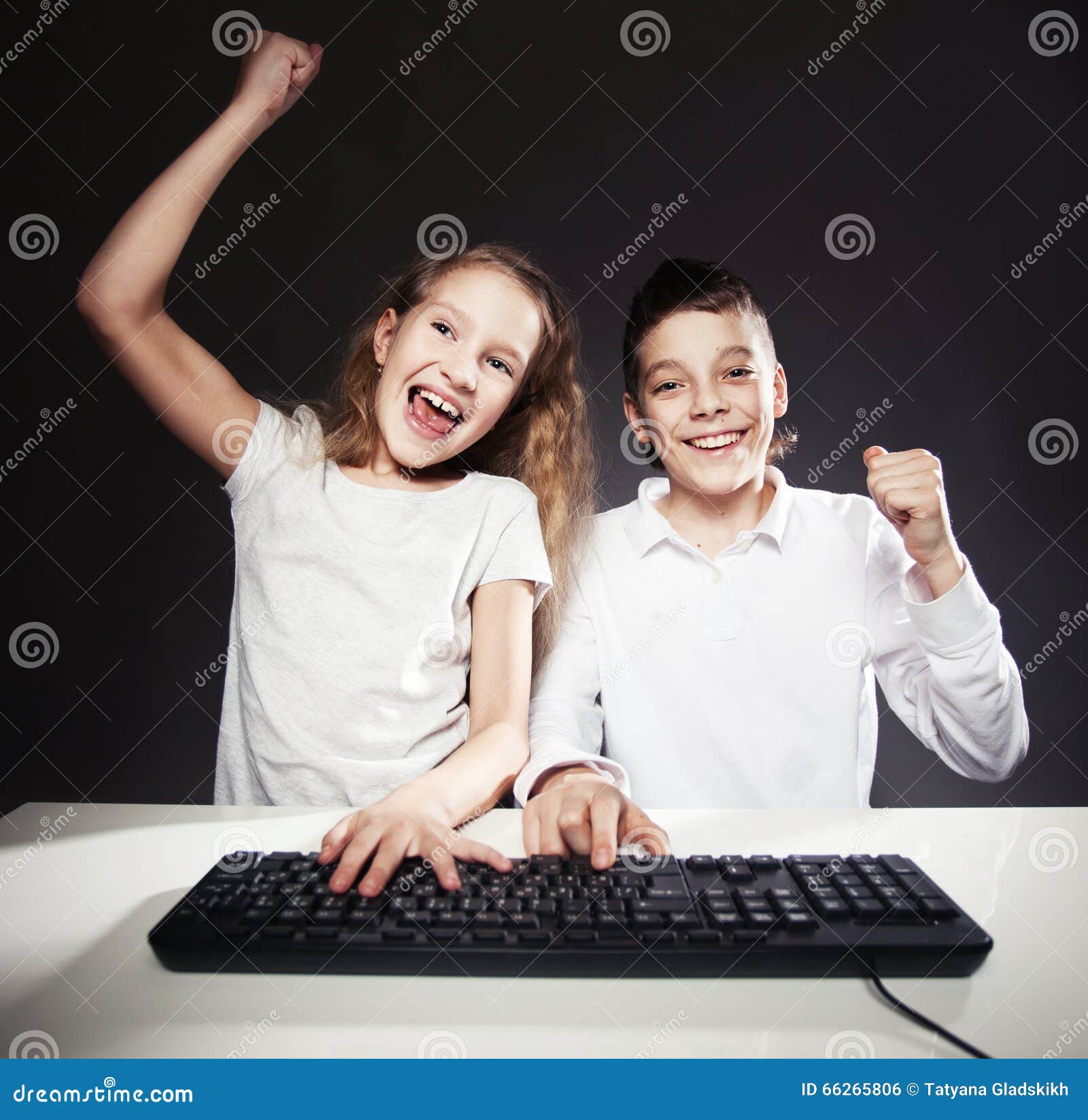 Children Looking at a Computer Stock Photo - Image of computer, person ...