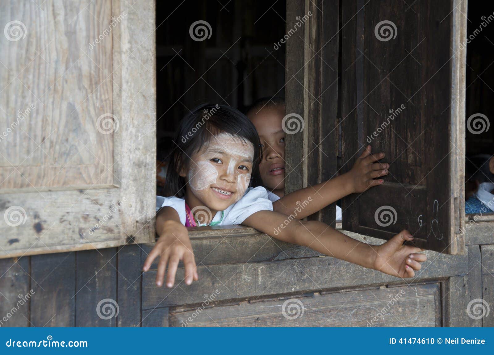 Children Looking Out the Window of School Editorial Image - Image of ...