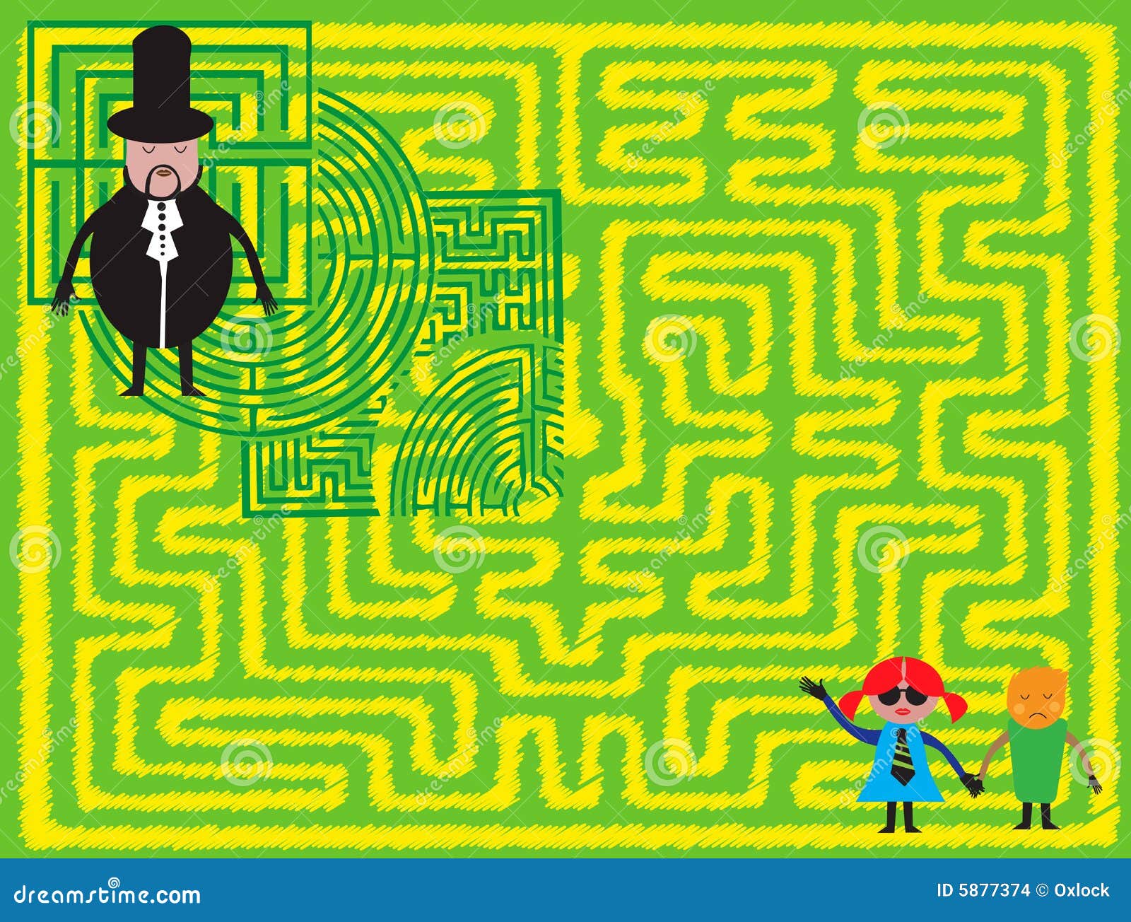 Children Lost in the Labyrinth Stock Vector - Illustration of maze ...