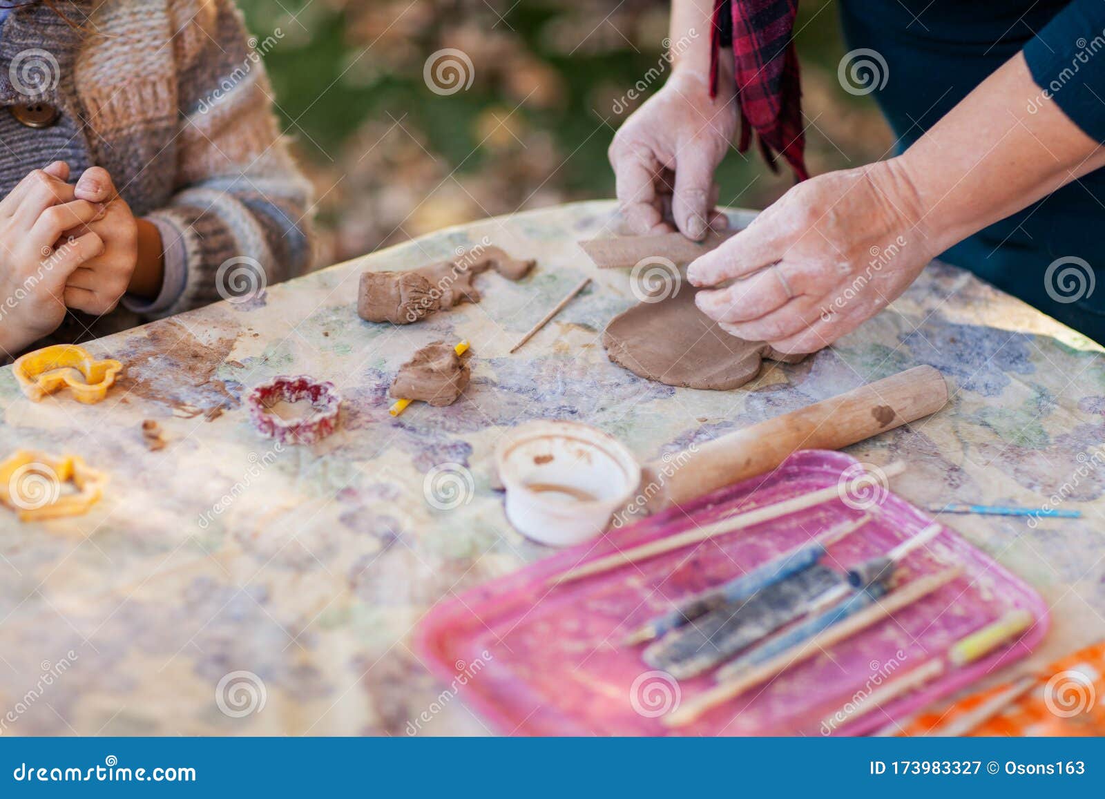 Children Make Clay Figures by Pottery Stock Image - Image of childhood ...