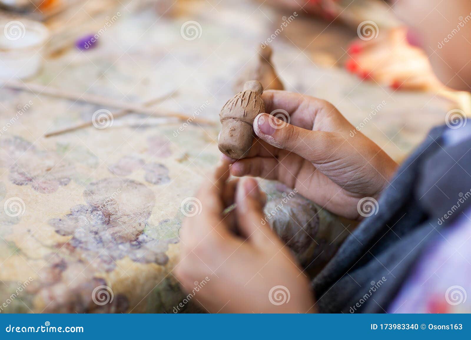 Children Make Clay Figures by Pottery Stock Photo - Image of learning ...
